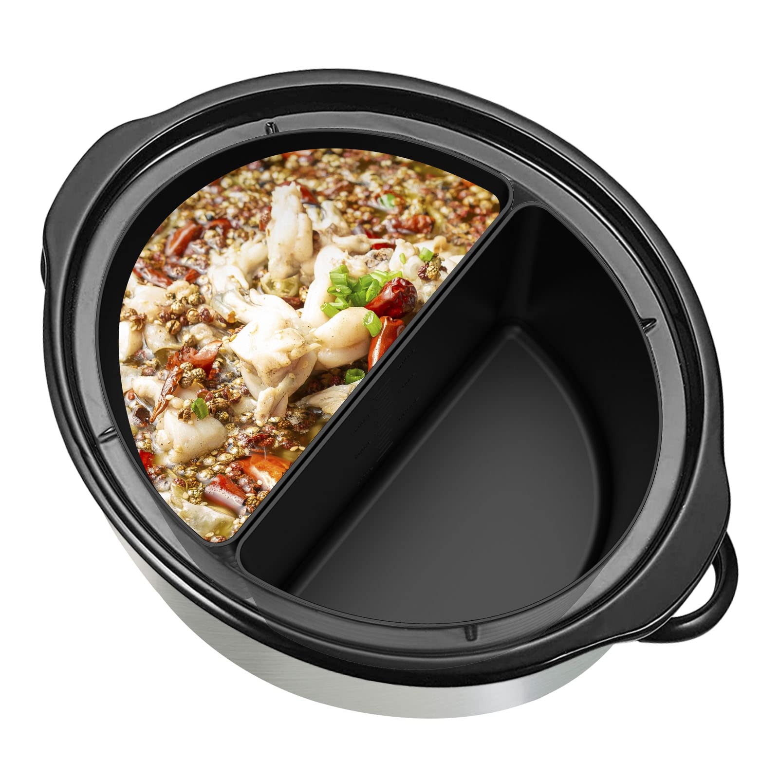 2023 Upgrade Silicone Crock Pot Liner Fit for Crockpot 6 QT Oval, BPA Free Reusable Slow Cooker Divider Insert Separator Bags Dual Pockets, Dishwasher Safe (2 Dividers)