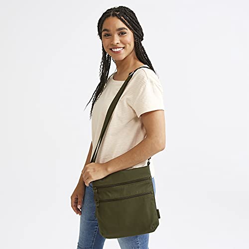 Vera Bradley Women's Cotton Triple Zip Hipster Crossbody Purse, Climbing Ivy Green, One Size
