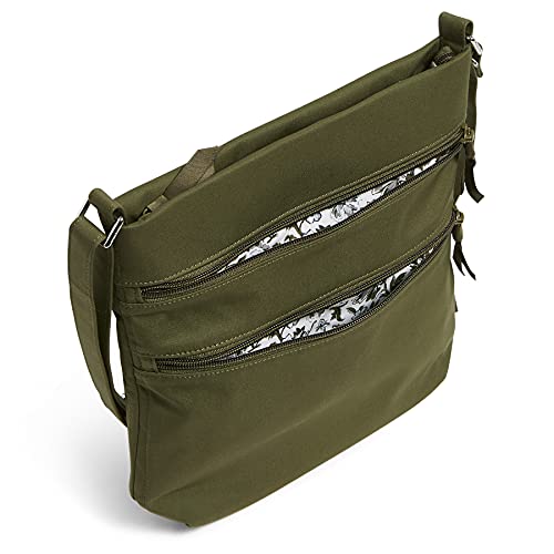 Vera Bradley Women's Cotton Triple Zip Hipster Crossbody Purse, Climbing Ivy Green, One Size
