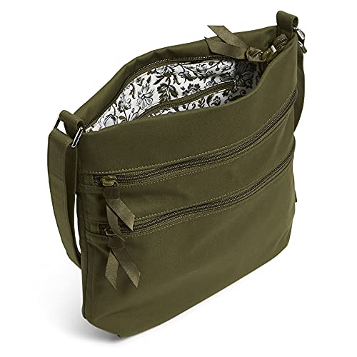 Vera Bradley Women's Cotton Triple Zip Hipster Crossbody Purse, Climbing Ivy Green, One Size