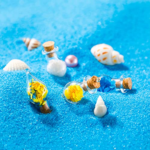 2 ml Mini Teardrop-shaped Glass Bottles Jars with Cork Stoppers with Eye Screws and 3 Small Funnels for Decoration, Art Crafts, DIY Projects, Party Favors (93 Pieces)