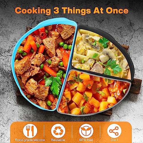 Spardar Slow Cooker Liners, 3 In 1 Reusable Insert Divider Compatible with Crock Pot 6-7 QT Oval Slow Cookers, Silicone Slow Cooker Liner for Crock Pot, Dishwasher Safe, BPA Free, Easy Clean