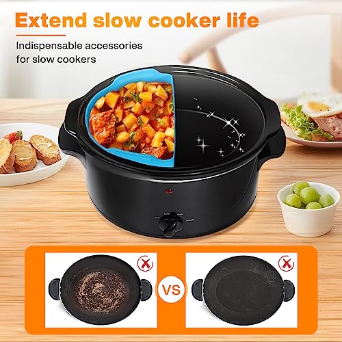 Spardar Slow Cooker Liners, 3 In 1 Reusable Insert Divider Compatible with Crock Pot 6-7 QT Oval Slow Cookers, Silicone Slow Cooker Liner for Crock Pot, Dishwasher Safe, BPA Free, Easy Clean