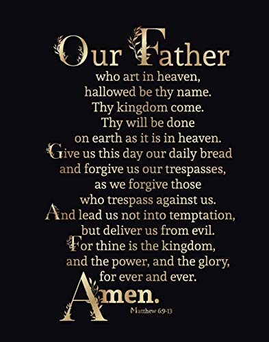 Red Horse Designs Lord’s Prayer Wall Art, Christian Posters, Scripture Wall Art, Biblical Art - Black Background - Unframed 11 x 14"