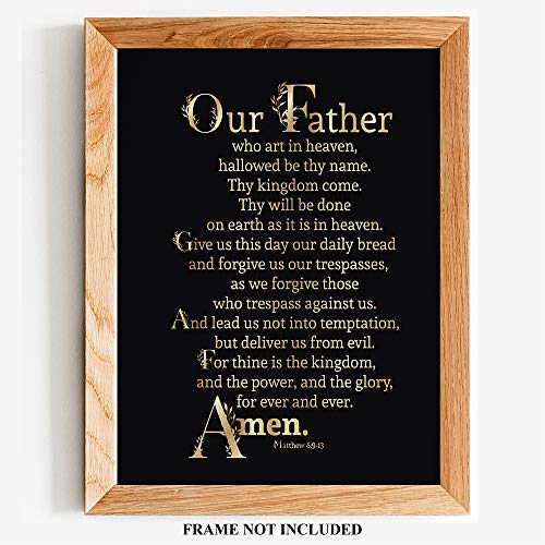 Red Horse Designs Lord’s Prayer Wall Art, Christian Posters, Scripture Wall Art, Biblical Art - Black Background - Unframed 11 x 14"