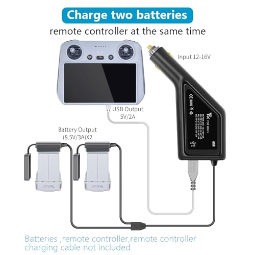 3 in 1 Car Charger for DJI Mini 3/3 Pro for DJI RC Remote Controller Battery Drone Accessories