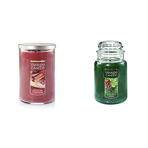 Yankee Candle Large 2-Wick Tumbler Candle, Sparkling Cinnamon & Candle Large Jar Candle Balsam & Cedar