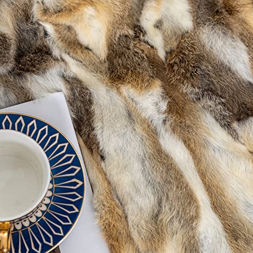 Soft Real Rabbit Fur Throw Blanket Rug Patchwork Skin Fur Rug Leather Pelt Home Kitchen Bed Throws 6.6ft x 6.9ft