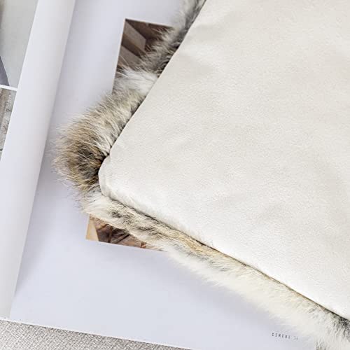 Soft Real Rabbit Fur Throw Blanket Rug Patchwork Skin Fur Rug Leather Pelt Home Kitchen Bed Throws 6.6ft x 6.9ft
