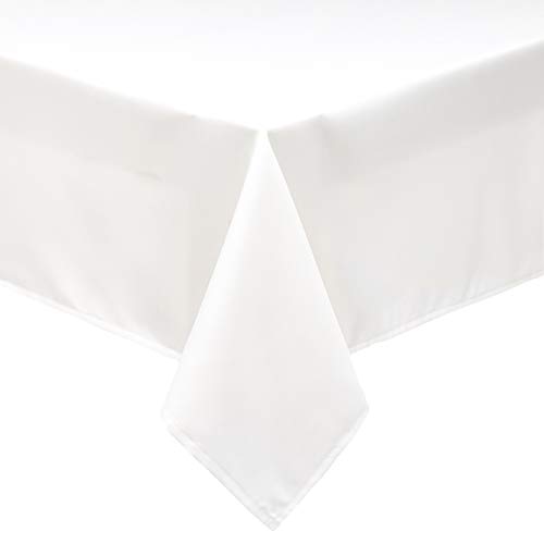 Amazon Basics Square Washable Polyester Fabric Tablecloth - 52" x 52", White, Pack of 2