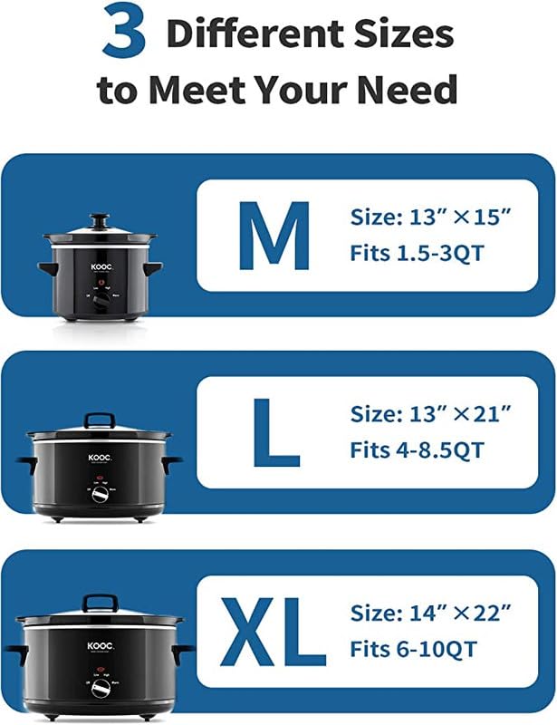 KOOC Slow Cooker Liners 14"x22" 20 Count Extra Large Size Disposable Pot Liners Cooking Bags Fit 6 qt to 10 qt Pot BPA Free Fresh Locking Seal Design