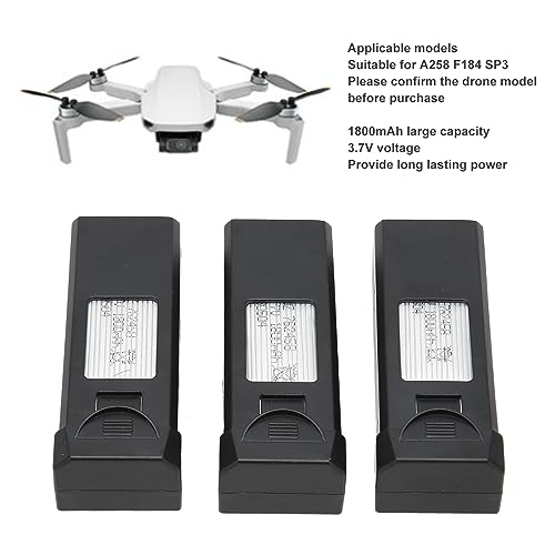 PUSOKEI 3PCS RC Drone Battery, 3.7V 1800MAH Quadcopter Drone Battery Replacement Battery for A258 F184 SP3 RC Drone