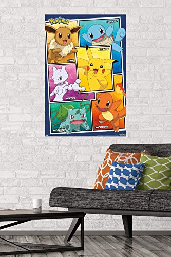 Trends International Pokémon - Group Collage Wall Poster, 22.375" x 34", Unframed Version for Bathroom