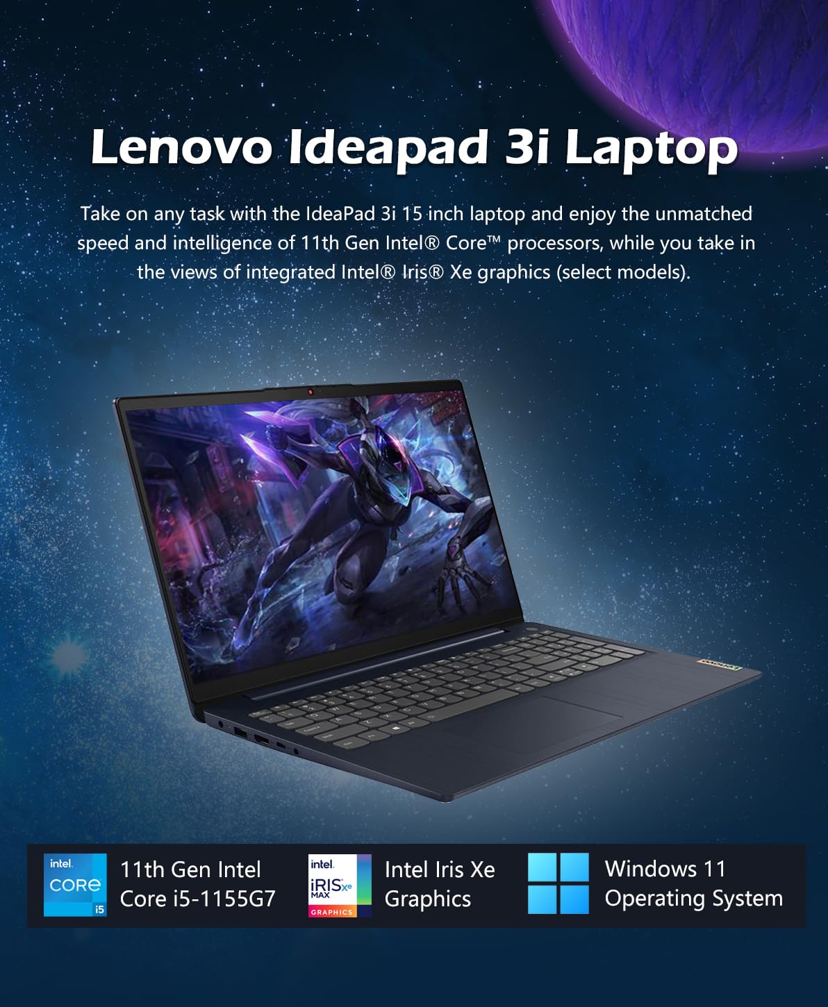 Lenovo Ideapad 3i 15.6" FHD Touch Laptop for Business, Student, Intel 11th Generation Core i5, 36GB DDR4 Memory, 2TB SSD, Intel Iris X Graphics, HDMI, Windows 11,Abyss Blue, W/GaLiMu