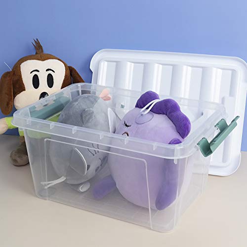 Leendines 6 Pack Small Container Bins, Clear Plastic Storage Boxes with Lids, 11.14''L x 7.75''W x 5.67''H