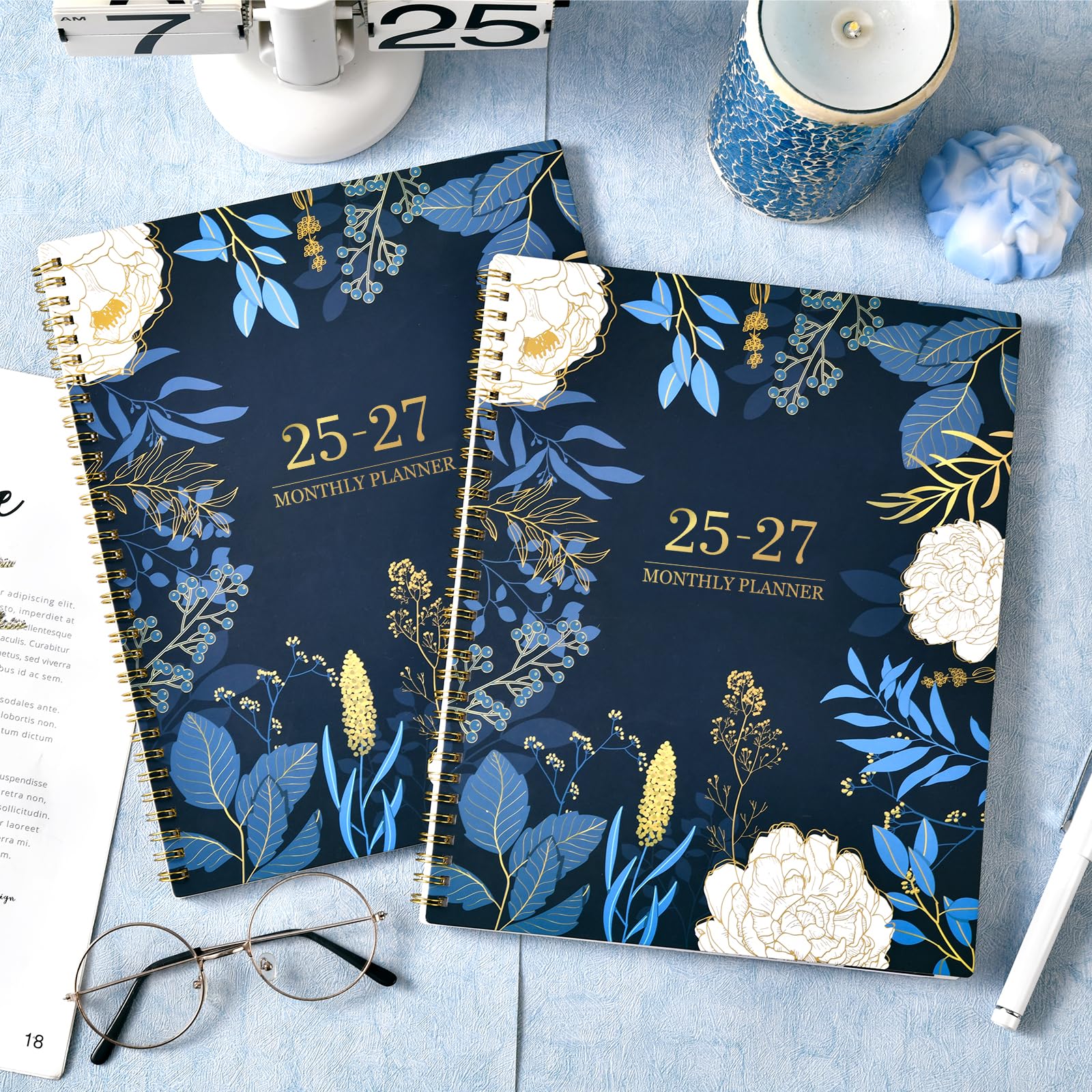 2025-2027 Monthly Planner - 2 Year Monthly Planner/Calendar 2025-2027, Academic Planner 2025-2027, Jul 2025 - Jun 2027, 11" x 9", 24 Months, Tabs, Back Pocket, Holidays, Twin-Wire Binding, Note Pages