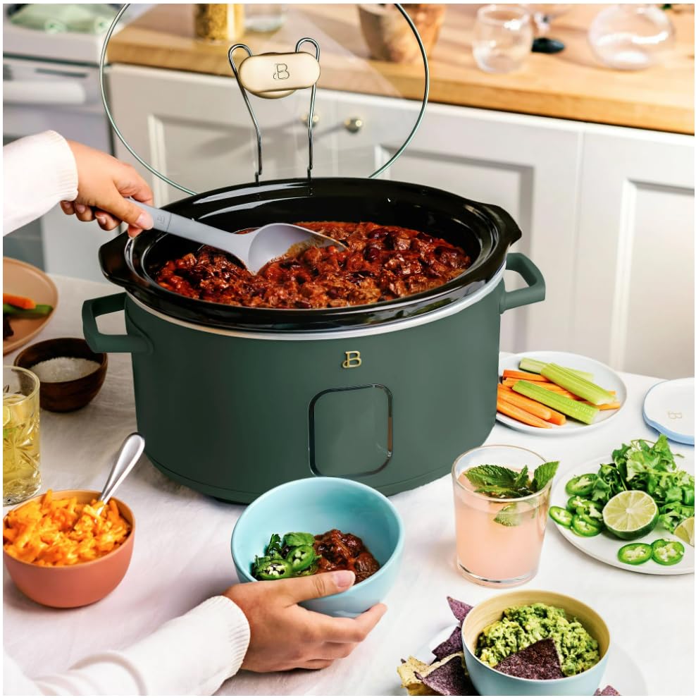 Beautiful 6 Qt Programmable Slow Cooker, Thyme Green by Drew Barrymore