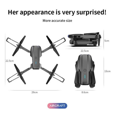 E99pro Foldable Motor Drone with 2 Cameras 40KM/h MAX Wind Resistant 4 Level 5GHz WIFI FPV Drones with HD Camera RC Quadcopter Drone for Children Adults 2 Batteries idea16 UAV (Black)