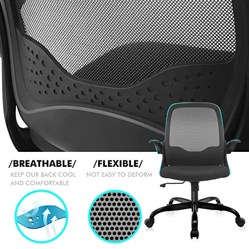 KERDOM Office Chair, Ergonomic Desk Chair, Breathable Mesh Computer Chair, Comfy Swivel Task Chair with Flip-up Armrests and Adjustable Height