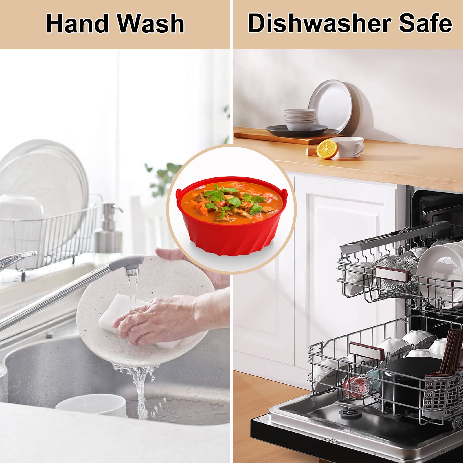 Leakproof & Reusable Slow Cooker Liners - Fits 6&7 Quart Round Crock-Pot - Dishwasher Safe Cooking Liner for Easy Cleanup