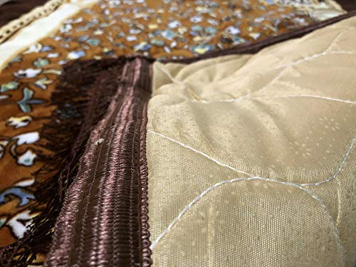 Eid Gift Premium Luxury Ultra-Soft Prayer Rug Seccade Sajjada Soft for Knees Ankles Prayer Carpet Mat with Non-Slip underlayment Free Bag + Free Prayer Beads Tasbih Rug Size 47"x31" (Brown)