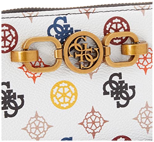 GUESS womens Noelle Large Zip Around Wallet, White Multi, One size US