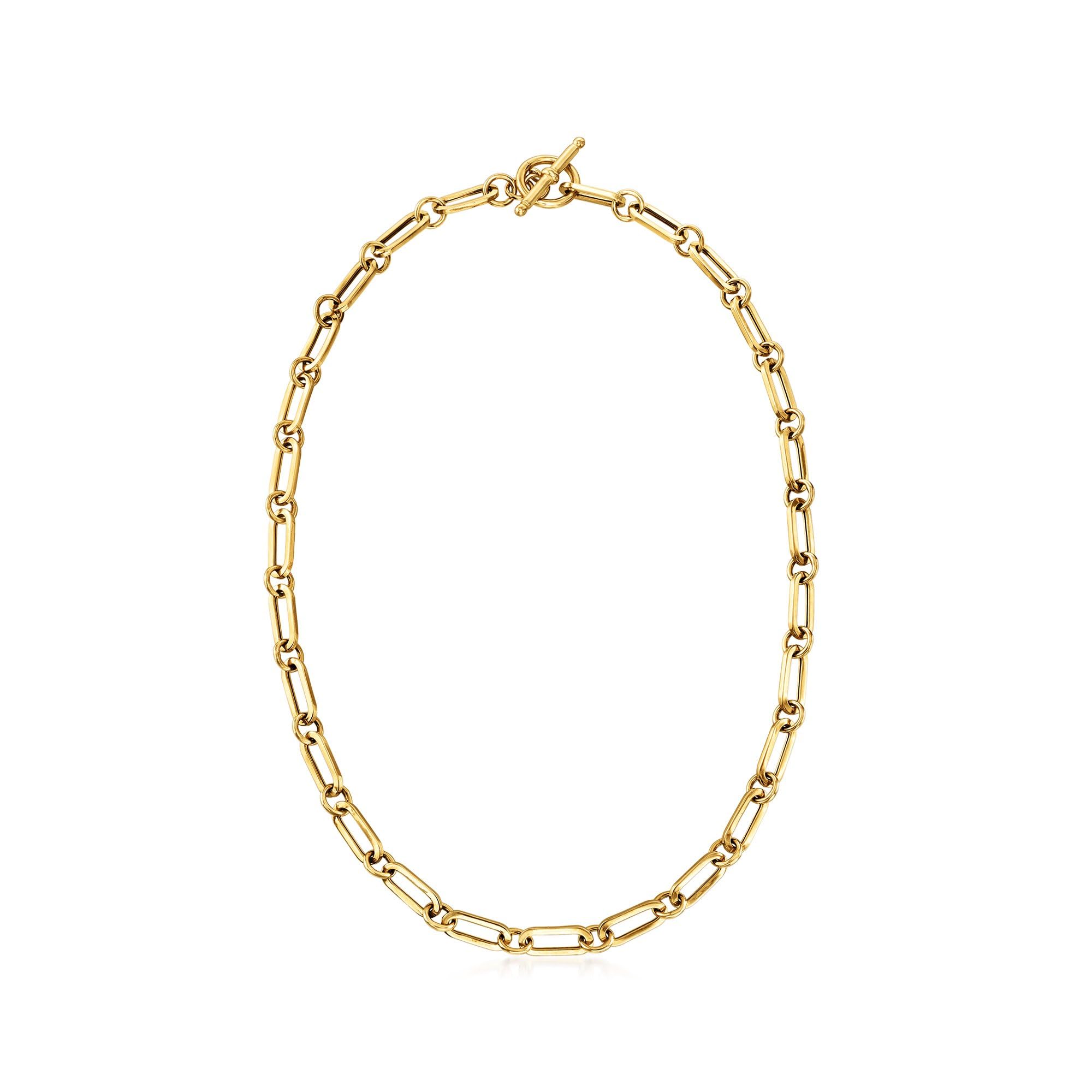 Ross-Simons Italian 18kt Gold Over Sterling Paper Clip Link Necklace. 16 inches