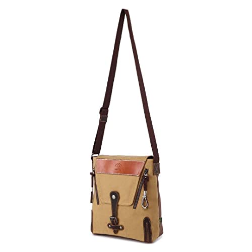 TSD Brand Hidden Woods Canvas Crossbody Bag w/Flap (Brown)