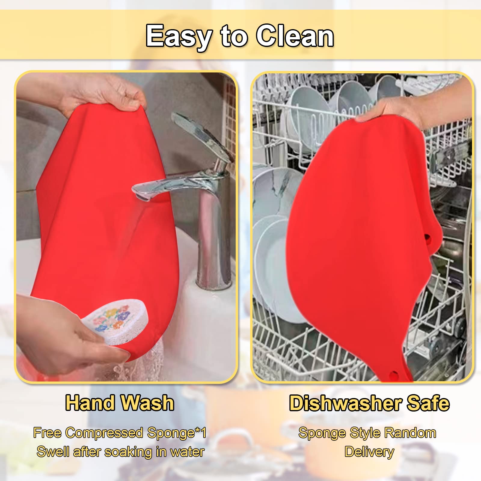 Sdpeia Slow Cooker Liners, 2 Pack Reusable Silicone Crock Pot Liners Fit 7-8 Quarts Crockpot, BPA Free/Leakproof/Slow Cooker Accessories Cooking Liner with Free Cleaning Sponge