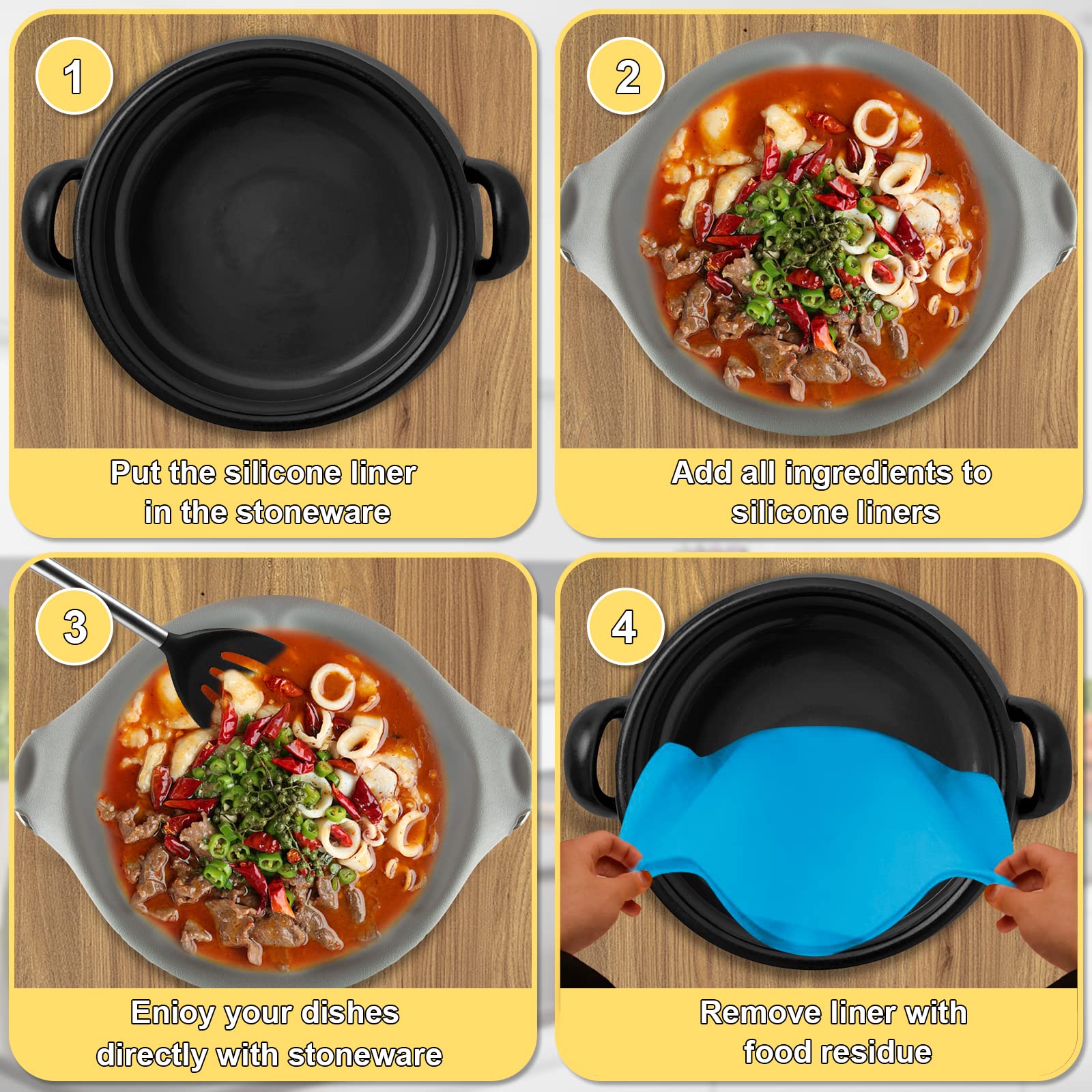 Sdpeia Slow Cooker Liners, 2 Pack Reusable Silicone Crock Pot Liners Fit 7-8 Quarts Crockpot, BPA Free/Leakproof/Slow Cooker Accessories Cooking Liner with Free Cleaning Sponge