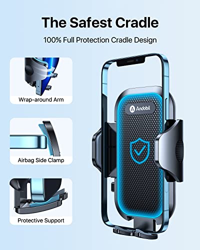 (2023 Upgraded) andobil Car Phone Mount [Military Sturdy, Firmly Grip & Never Slip] Air Vent Cell Phone Holder Car, Ultra Stable, Easy Used, Compatible with iPhone 13 14 12 Pro Max Android Samsung S23