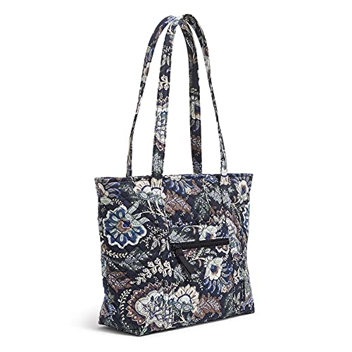 Vera Bradley Women's Cotton Small Vera Tote Bag, Java Navy Camo - Recycled Cotton, One Size