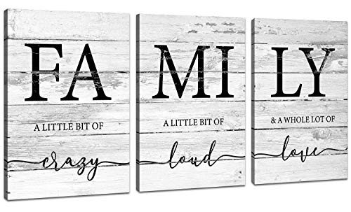 Family Wall Decor, Rustic Farmhouse Decor for The Home Art, Inspirational Canvas Print Framed, 3 panels Each Size 12x16inch