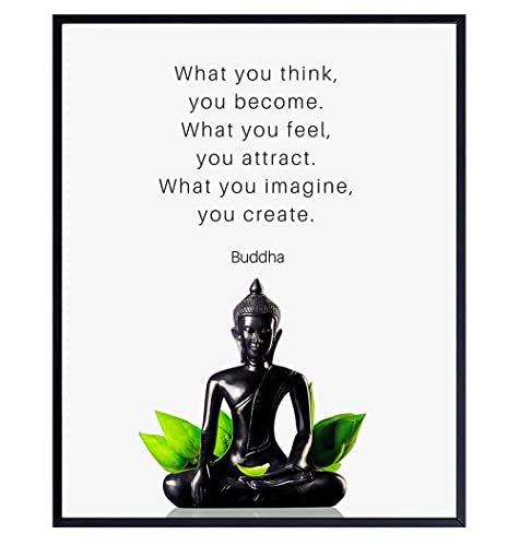 Buddha Quotes Wall Decor - Inspirational Quote Wall Art - Zen Meditation Decor - Buddha Statue Wall Art - Spiritual Gifts for Women, Men - New Age Spa Room Decor - Yoga Wall Art - Buddhism Buddhist