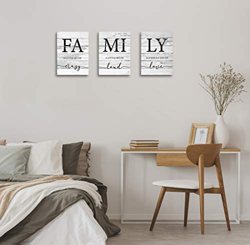 Family Wall Decor, Rustic Farmhouse Decor for The Home Art, Inspirational Canvas Print Framed, 3 panels Each Size 12x16inch