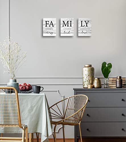 Family Wall Decor, Rustic Farmhouse Decor for The Home Art, Inspirational Canvas Print Framed, 3 panels Each Size 12x16inch