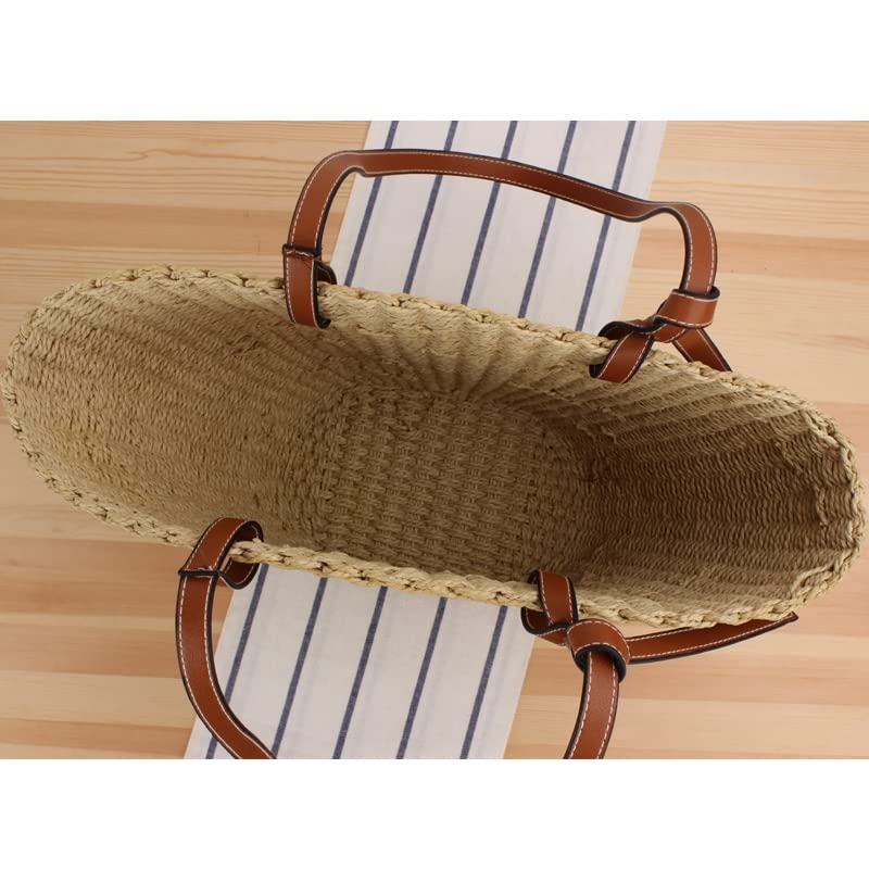 Handwoven Rattan vintage purse Bag Hollow Out Straw Beach Bag Handbag Beach Sea tote Basket Straw vacation Bag (brown)