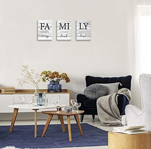 Family Wall Decor, Rustic Farmhouse Decor for The Home Art, Inspirational Canvas Print Framed, 3 panels Each Size 12x16inch