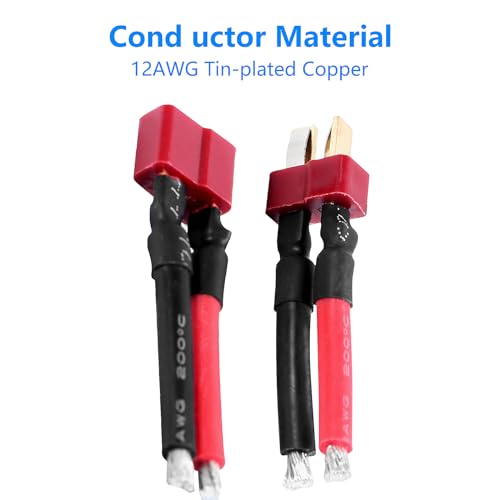 XIITIA 8 Pairs T Plug Female and Male Connector with 12AWG Silicon Wire, 55MM Extention Cable for RC Lipo Battery Cable Drone