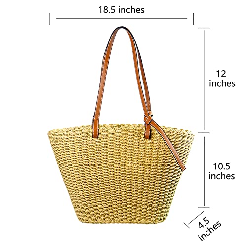 Handwoven Rattan vintage purse Bag Hollow Out Straw Beach Bag Handbag Beach Sea tote Basket Straw vacation Bag (brown)