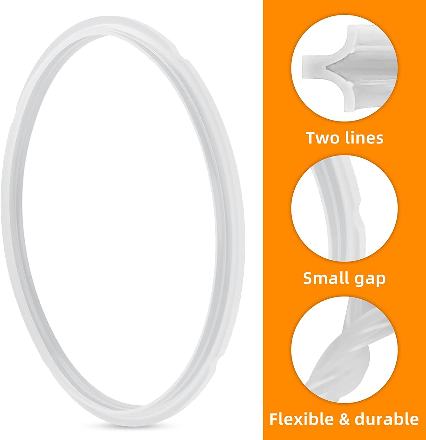 Original Sealing Ring Compatible with Crock-Pot Quart and 6 Quart Pressure Cooker Replacement Gasket for Crock Pot 6 Qt Silicone Seal Ring - 2 Packs
