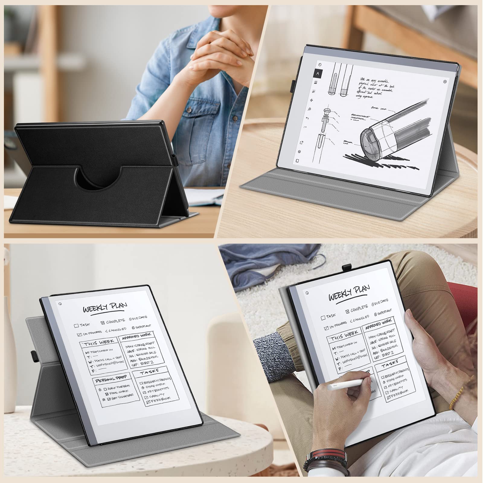 Fintie Case for Remarkable 2 Digital Paper Tablet 10.3 inch (2020 Released) - Premium PU Leather Rotating Cover with Card Slot + Slim Lightweight Book Folio Cover with Pen Holder