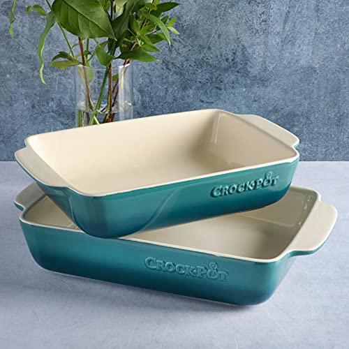 Crock-Pot 2-Piece Ceramic Bakeware Set, 2-Piece, Teal