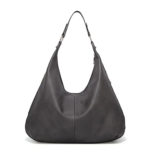 ROUROU Hobo Tote Bag for Women Soft Faux Leather Shoulder Bag Retro Satchel Zipper Closure Handbag Large Capacity Purse