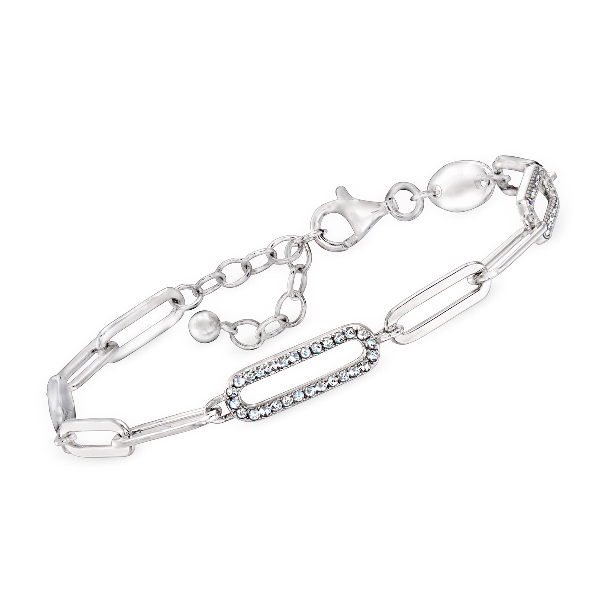 Ross-Simons Charles Garnier .75 ct. t.w. CZ Paper Clip Link Bracelet in Sterling Silver. 7 inches