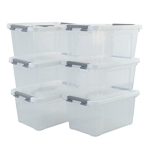 Ramddy Clear Plastic Bins with Lid, 5 Liter Latching Box with Handles, 6 Packs