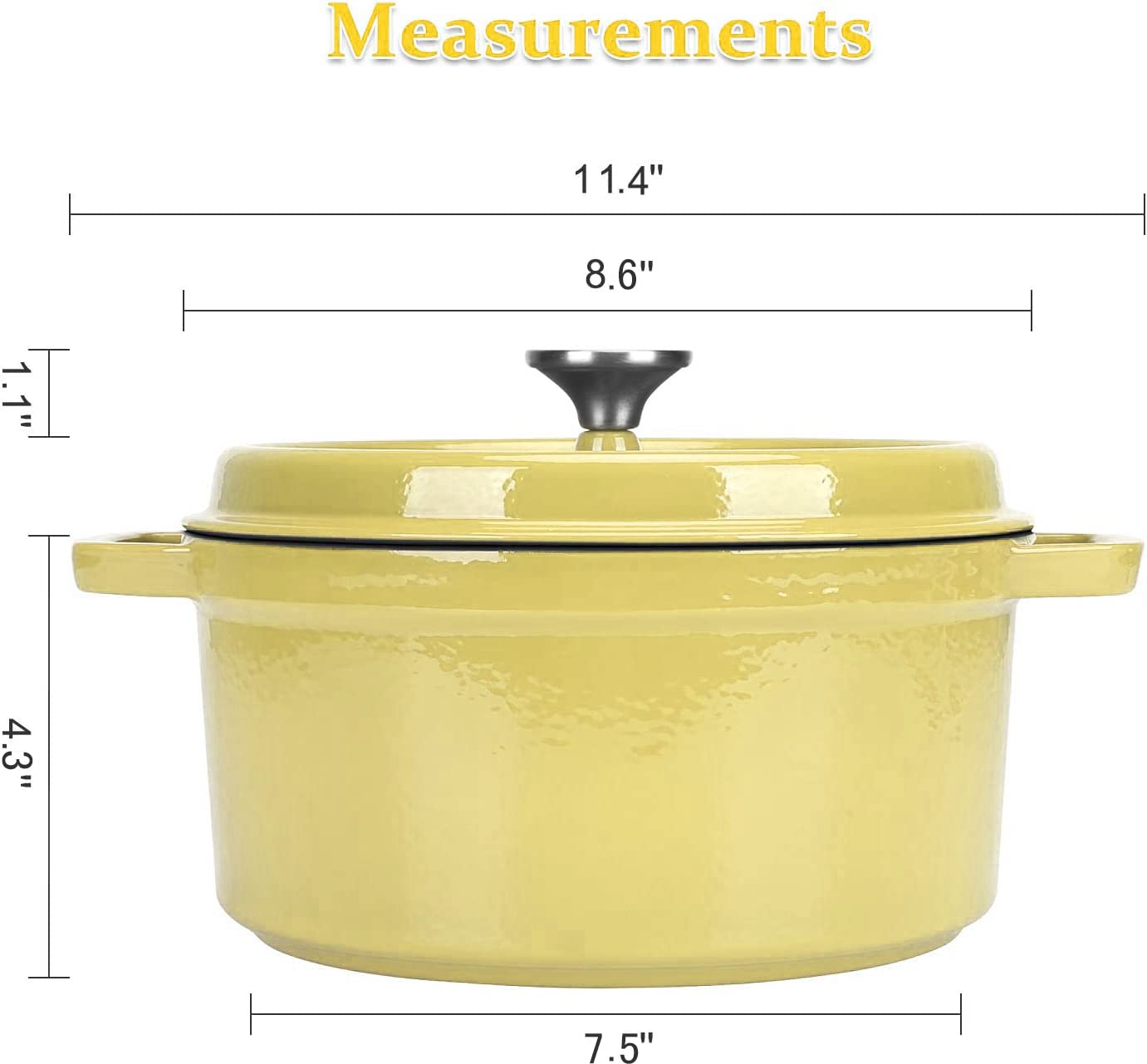 Dutch Oven Yellow,Enameled Cast Iron Dutch Oven with Lid, 4 Quart Round Nonstick Enamel Cookware Crock Pot,Dutch Oven with Dual Handle and Cover Casserole Dish 8.66 Inch