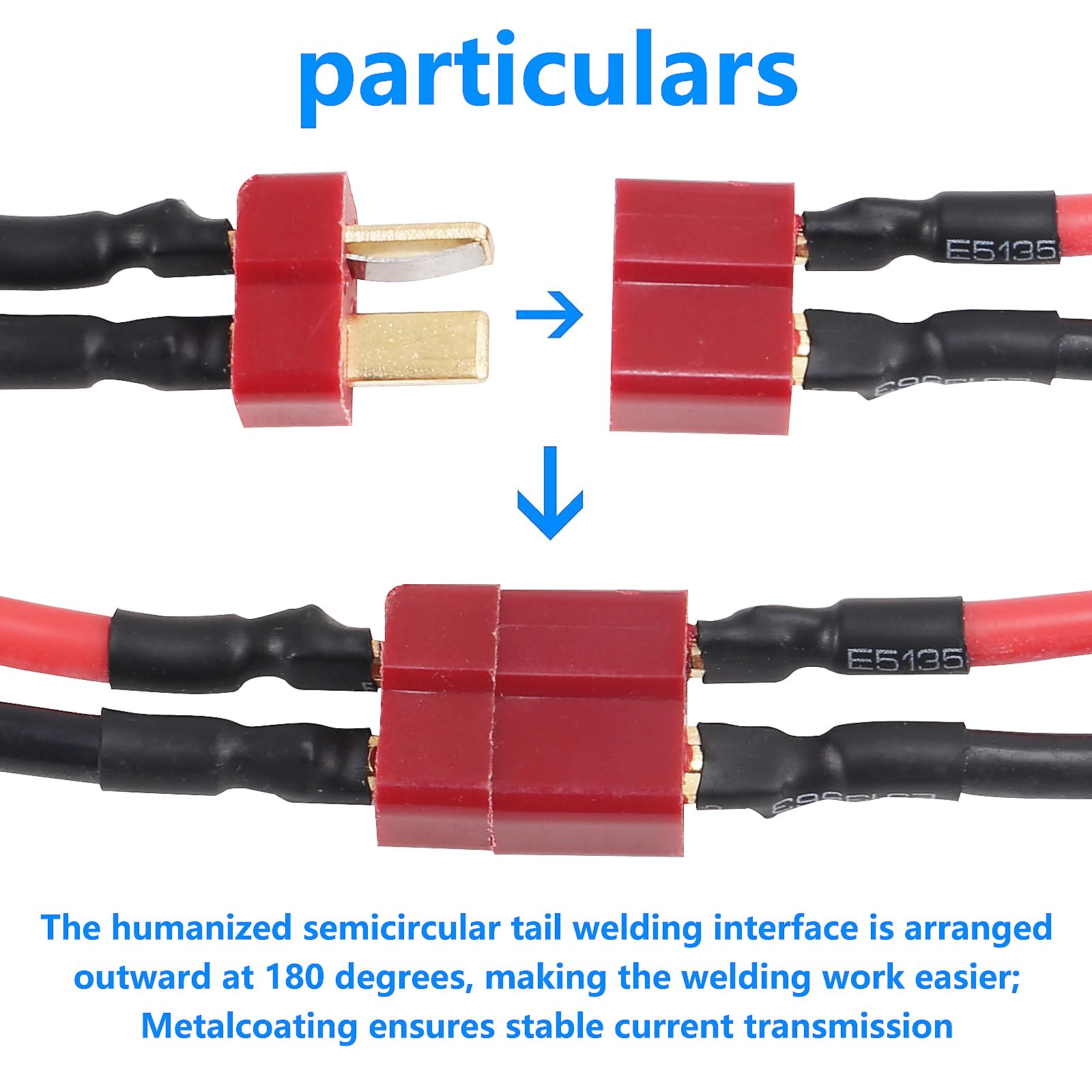 XIITIA 8 Pairs T Plug Female and Male Connector with 14AWG Silicon Wire, 53MM Extention Cable for RC Lipo Battery Cable Drone