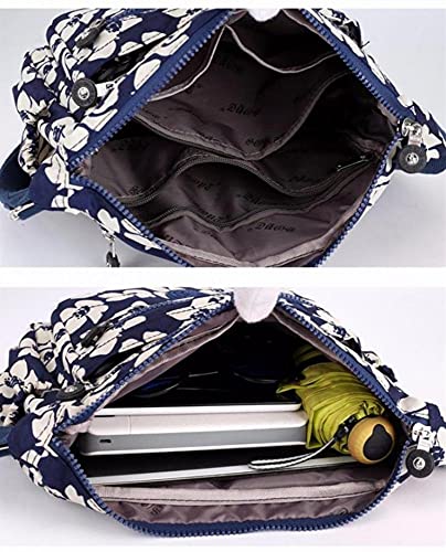 Crossbody Bag for Women Waterproof Multi-Pocket Messenger Bag Large Capacity Lightweight Shoulder Bag Handbags for Daily Use Work Travel (Floral White)