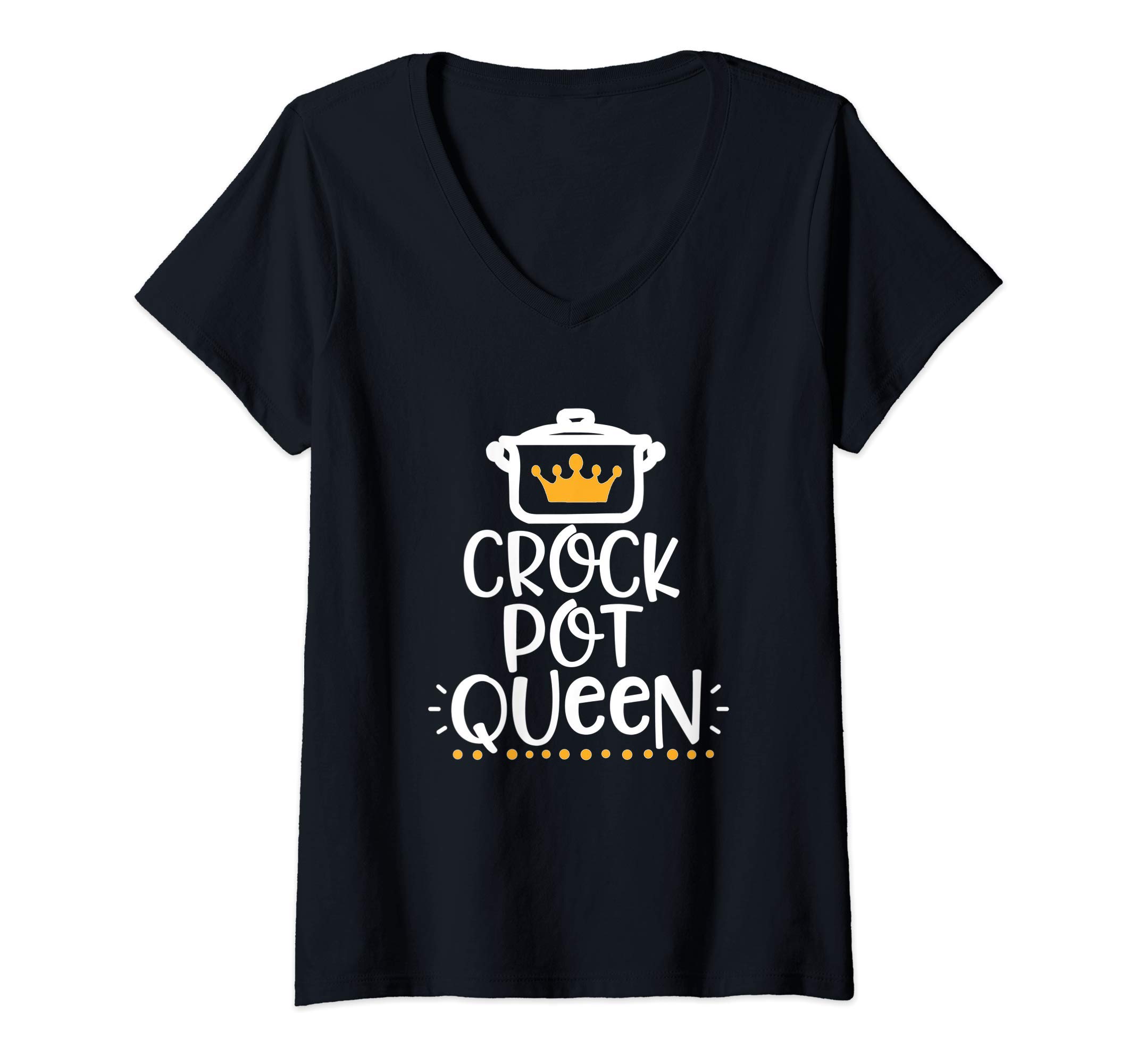 Womens Funny "Crockpot Queen" V-Neck T-Shirt